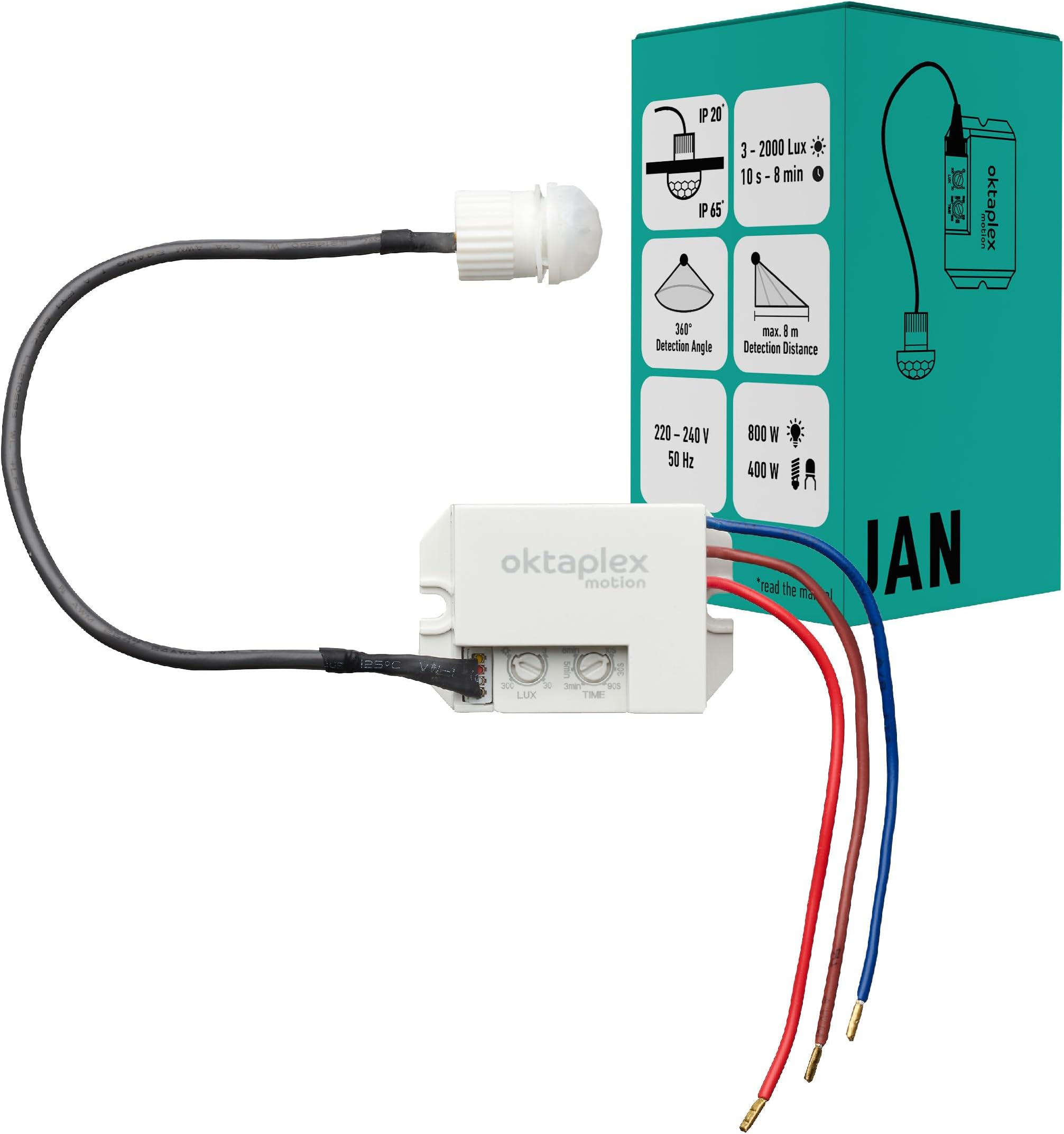Oktaplex Jan Einbau-Bewegungsmelder Aussen IP65 / IP20 360° Infrarot ...
