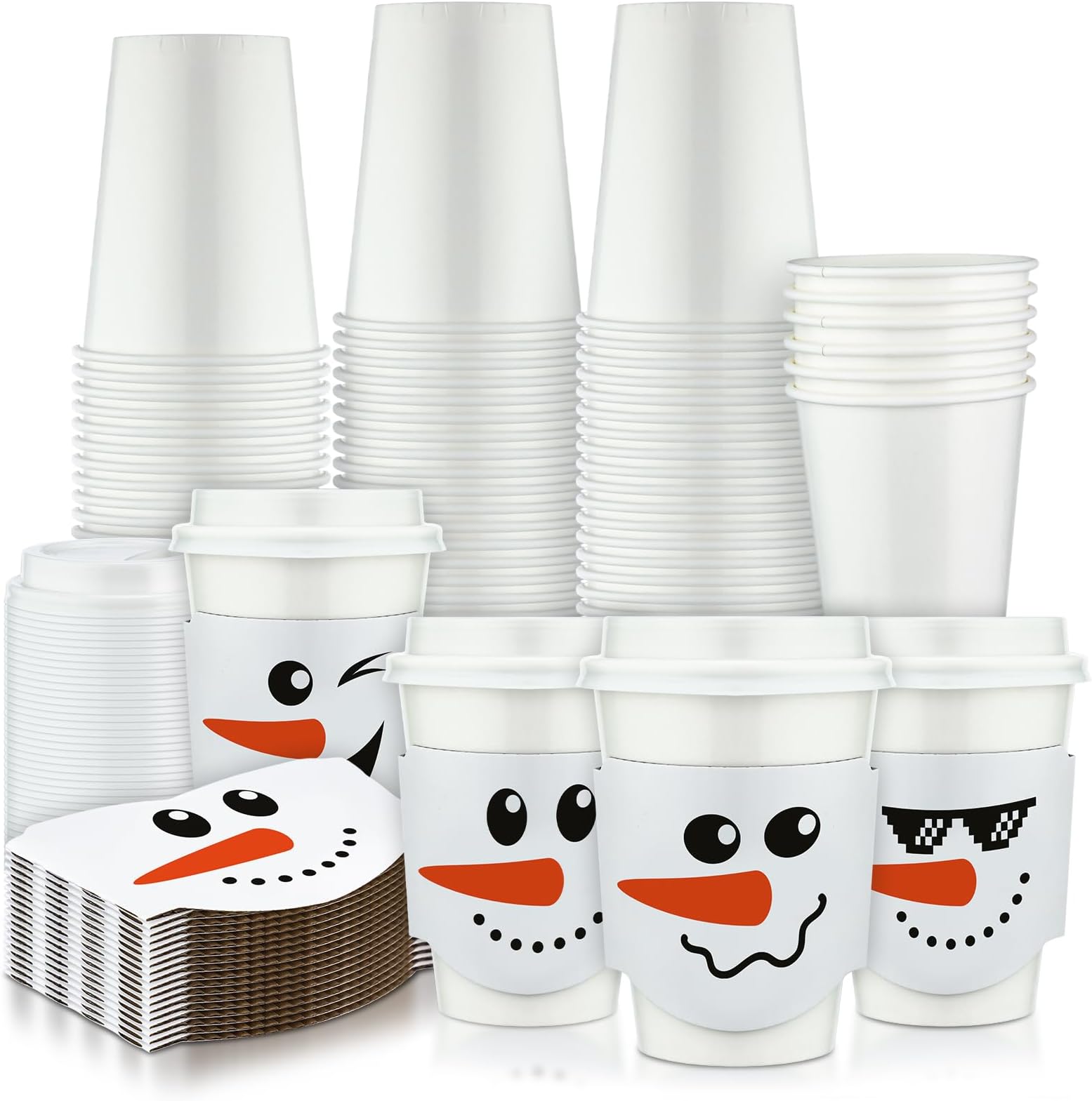 Amazon.com: Ziliny 100 Pack 12 oz Christmas Disposable Paper Cups with ...