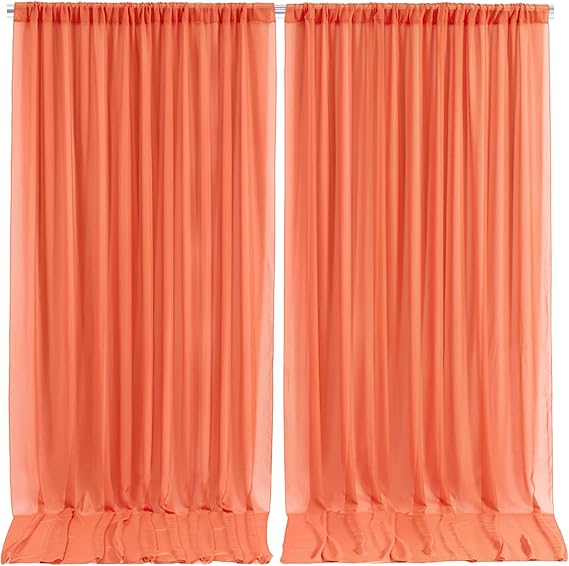 Amazon.com: 10ft x 10ft Orange Backdrop Curtains, Wrinkle-Free Sheer ...
