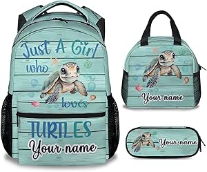 Amazon.com: AIOMXZZ Personalized Sea Turtle Backpack with Lunch Box Set ...