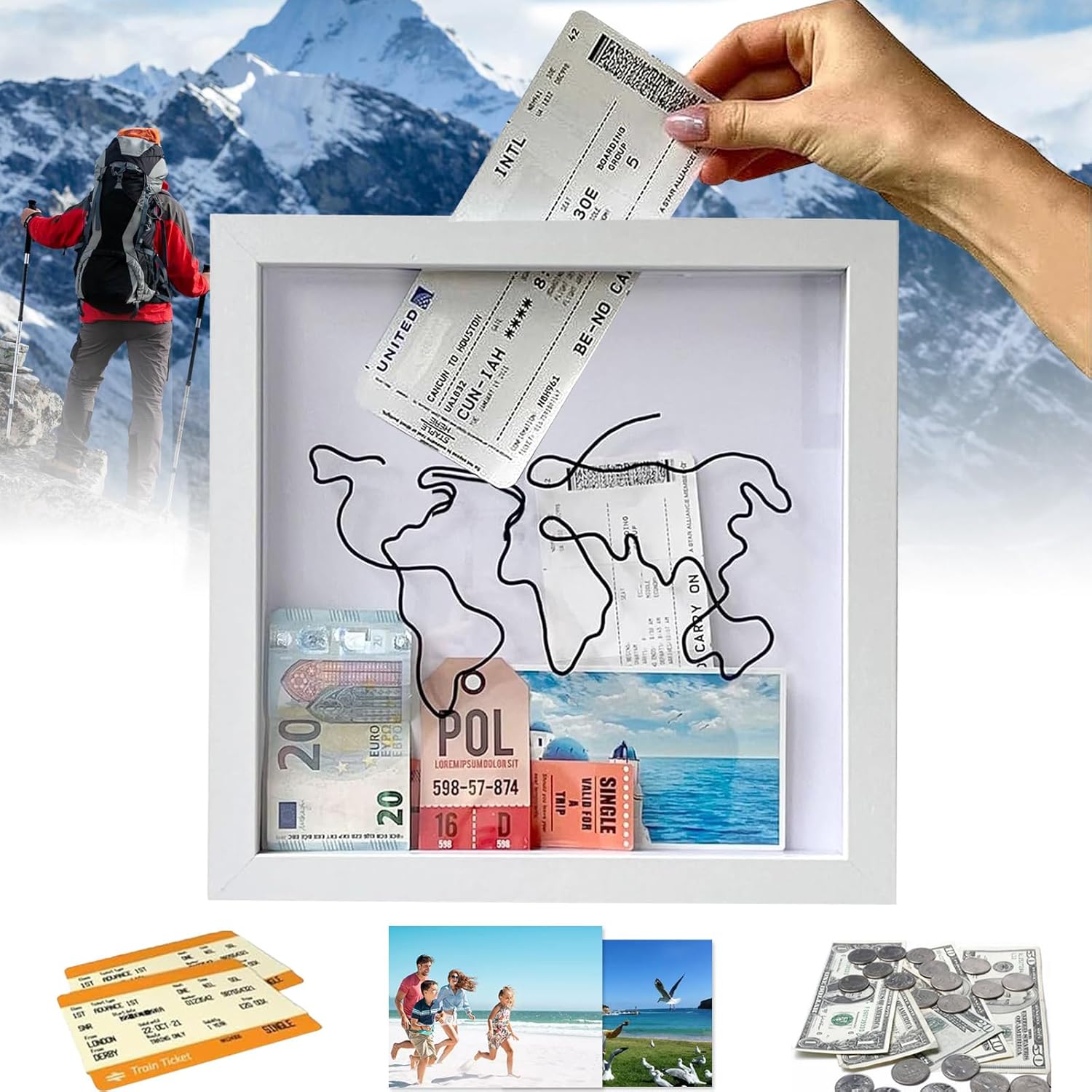 Amazon.com - Adventure Archive Box, Travel Shadow Box with Slot, 8 inch ...