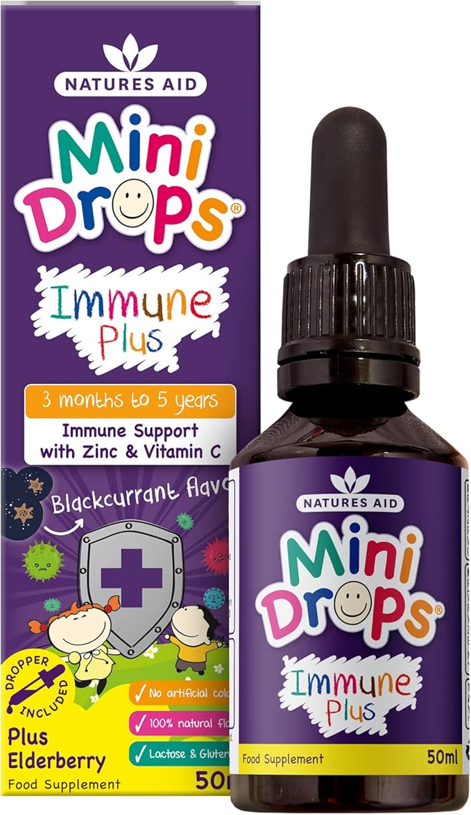 Natures Aid Mini Drops Immune Plus for Kids 50ml - Immune Support with ...