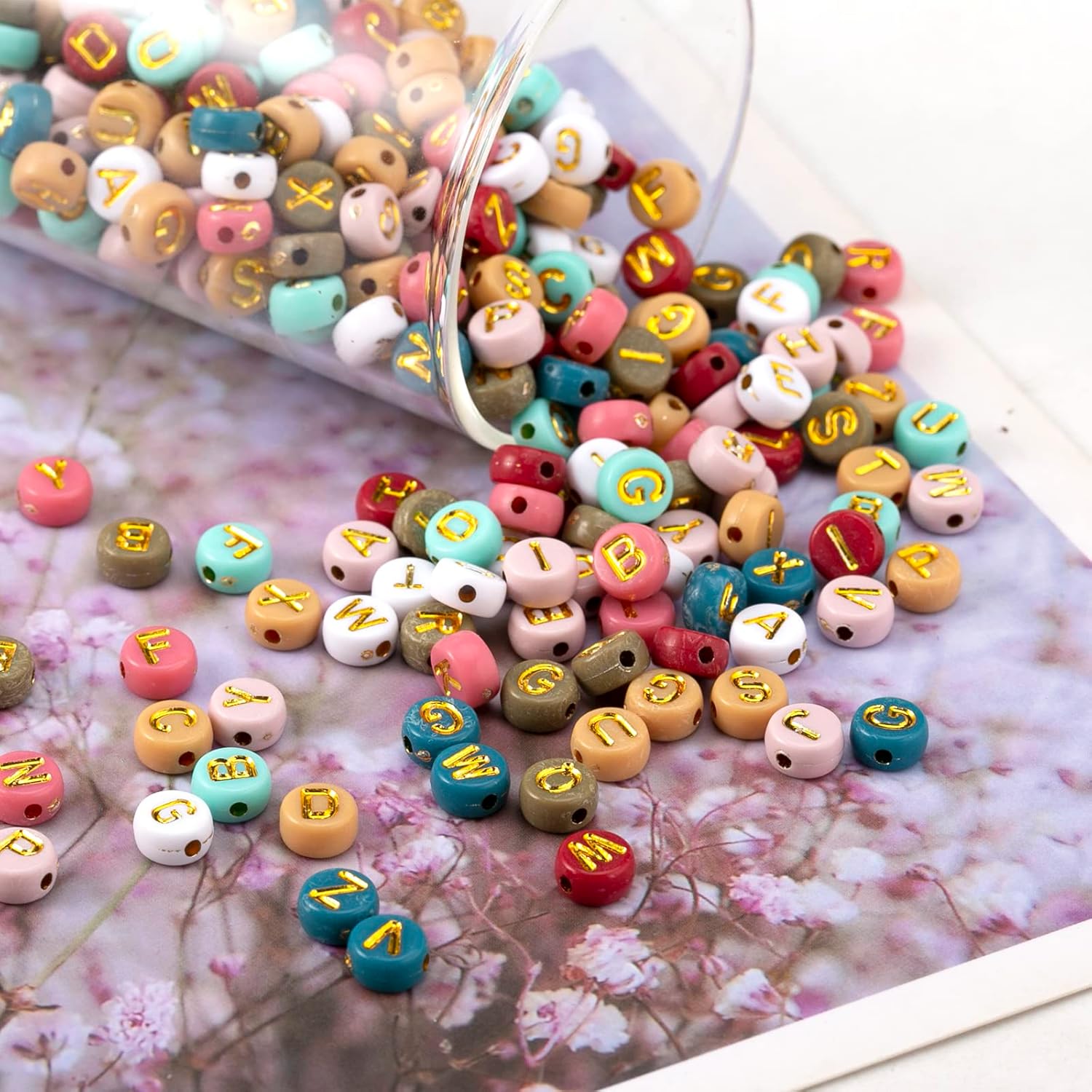 Amazon.com: Baiinjiene 1000pcs Acrylic Small Letter Beads Round Letter ...