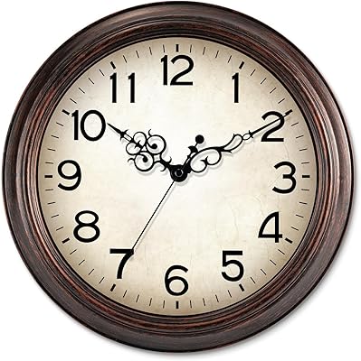 Amazon.com: Bernhard Products Vintage Brown Wall Clock Silent Non ...