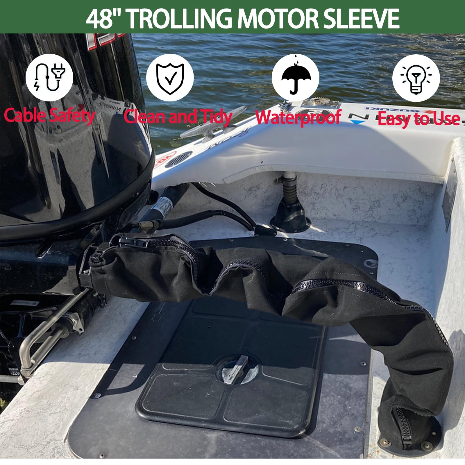 Outboard Motor Sleeve 48-Inch Boat Rigging Sleeve With Zipper ...