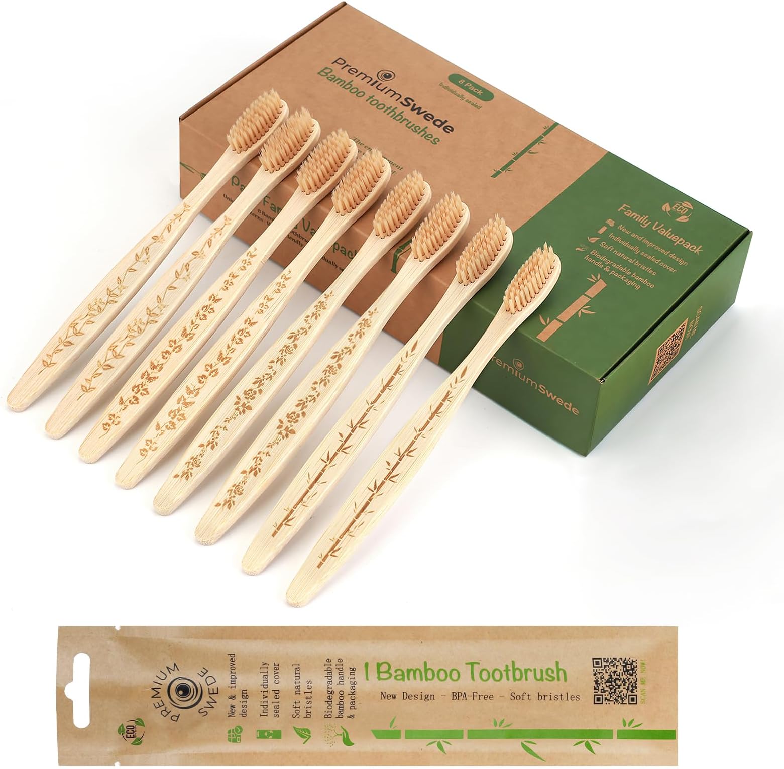 Amazon.com : Daletu Bamboo Toothbrush, Biodegradable Toothbrushes Extra ...