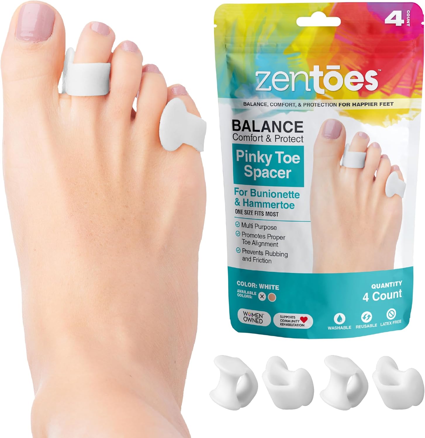 Amazon.com: ZenToes Pinky Toe Separators | Tailor’s Bunion Corrector ...