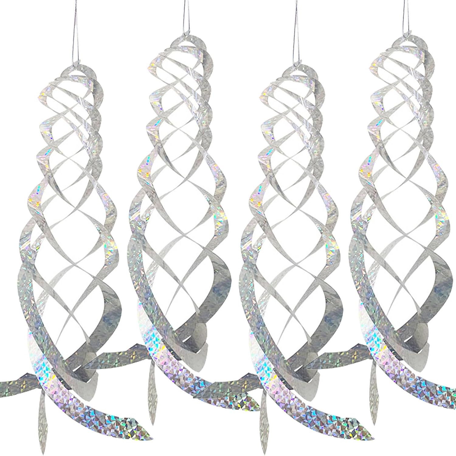 Amazon.com: 4 Pieces 20 Inches Silver Spiral Bird Reflectors Deterrents ...