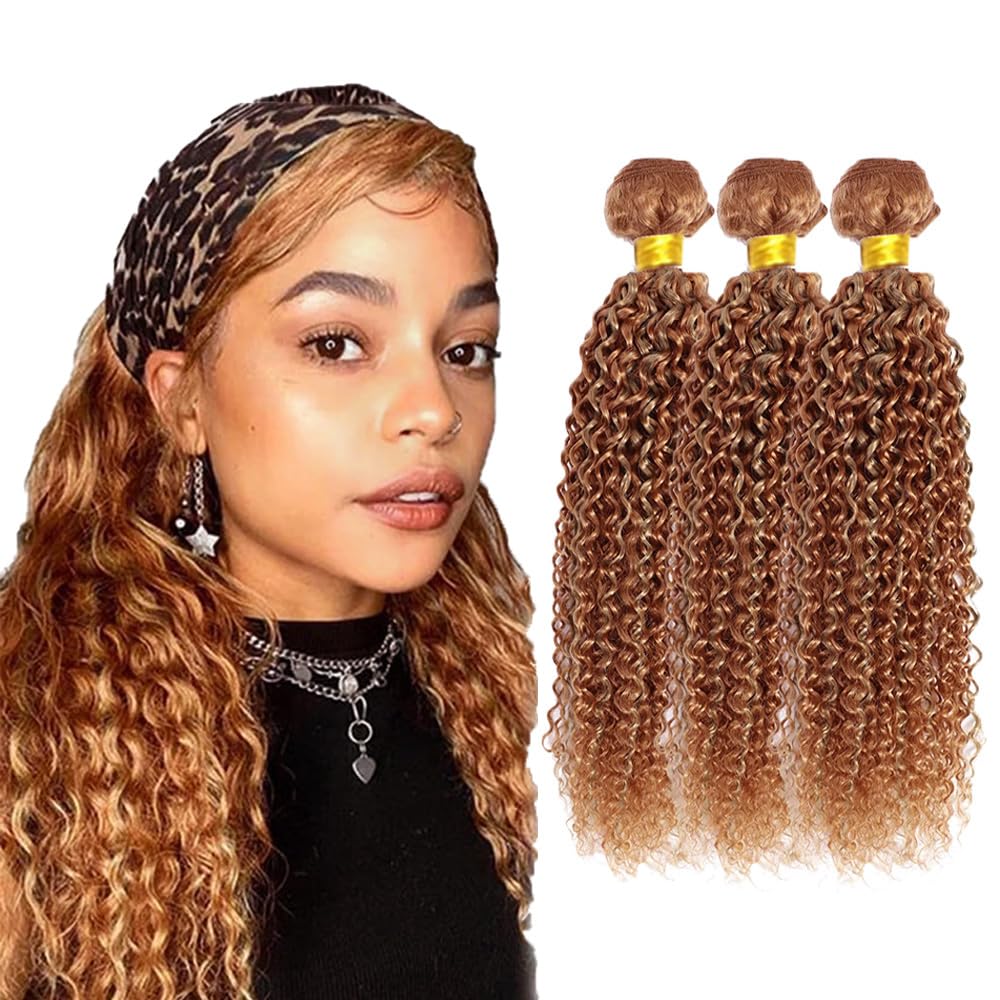 Amazon.com : 26 28 30 Inch Highlight Honey Blonde Kinky Curly Bundles Brazilian Virgin Hair P27 ...