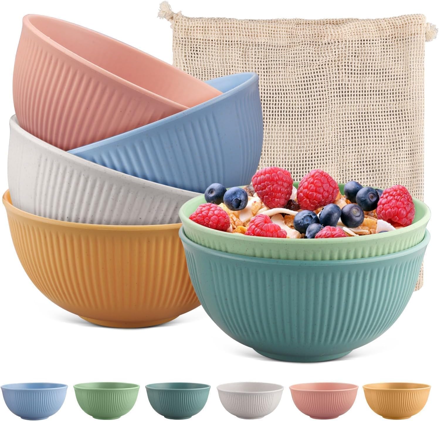 Amazon.com: FUNYKICH 6PCS Cereal Bowls, Lightweight Unbreakable ...