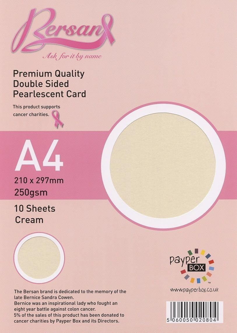 A4 Double Sided Pearlescent Card 250gsm x 10 Sheets – Cream : Amazon.co ...
