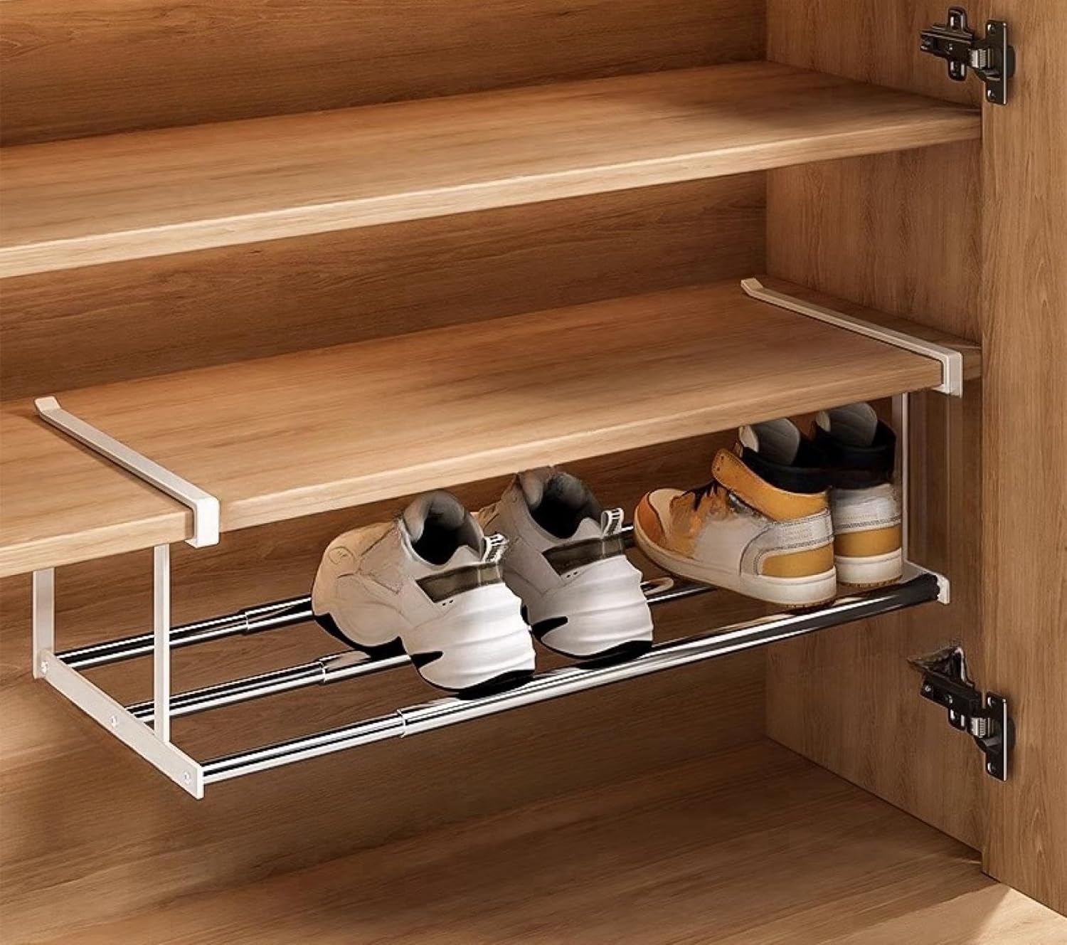 Amazon｜ステンレス製多機能シューズラック、掛け式シューズラック 多機能掛け式シューズラック 省スペース 伸縮式で便利 省スペース ...