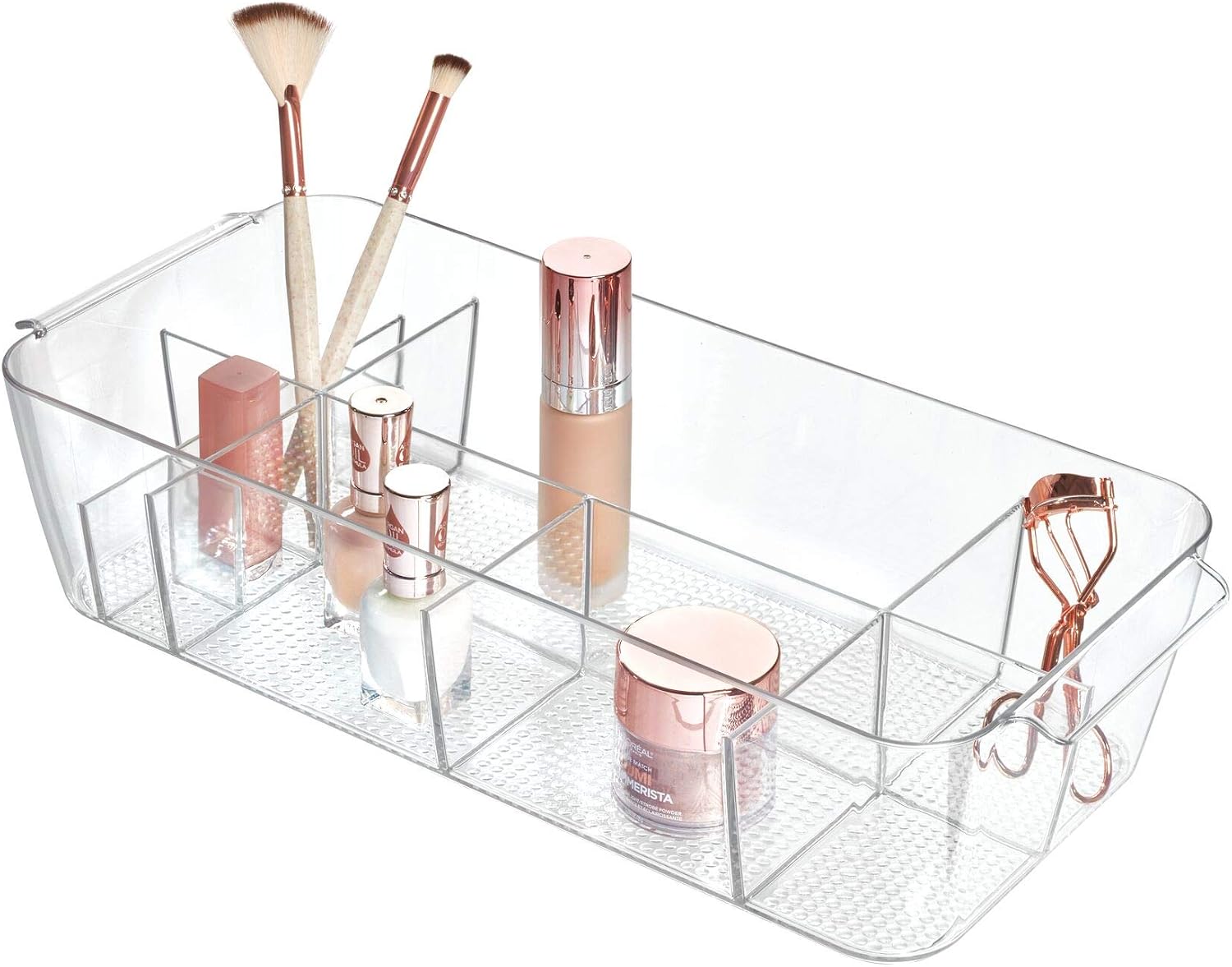 Amazon.com - iDesign Clarity Plastic Divided Cosmetic Bin Tote Vanity ...