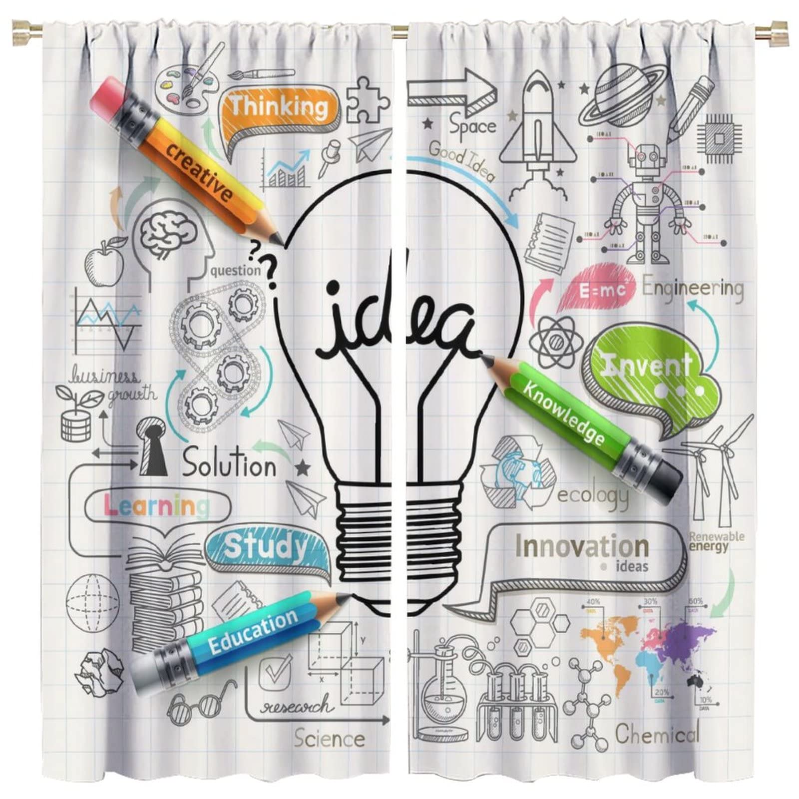 Amazon.com: Science Blackout Windows Curtains, School Theme Curtain ...