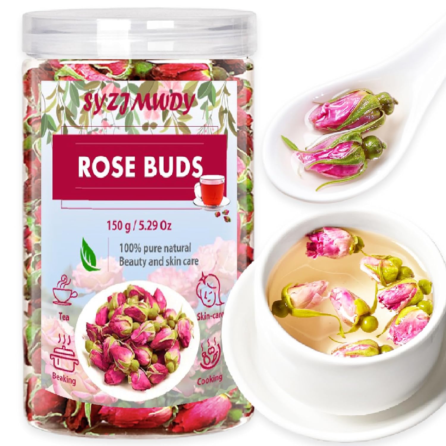 Amazon.com : Premium Dried Rose Buds, 150g/5.29oz Edible Rose Petals ...