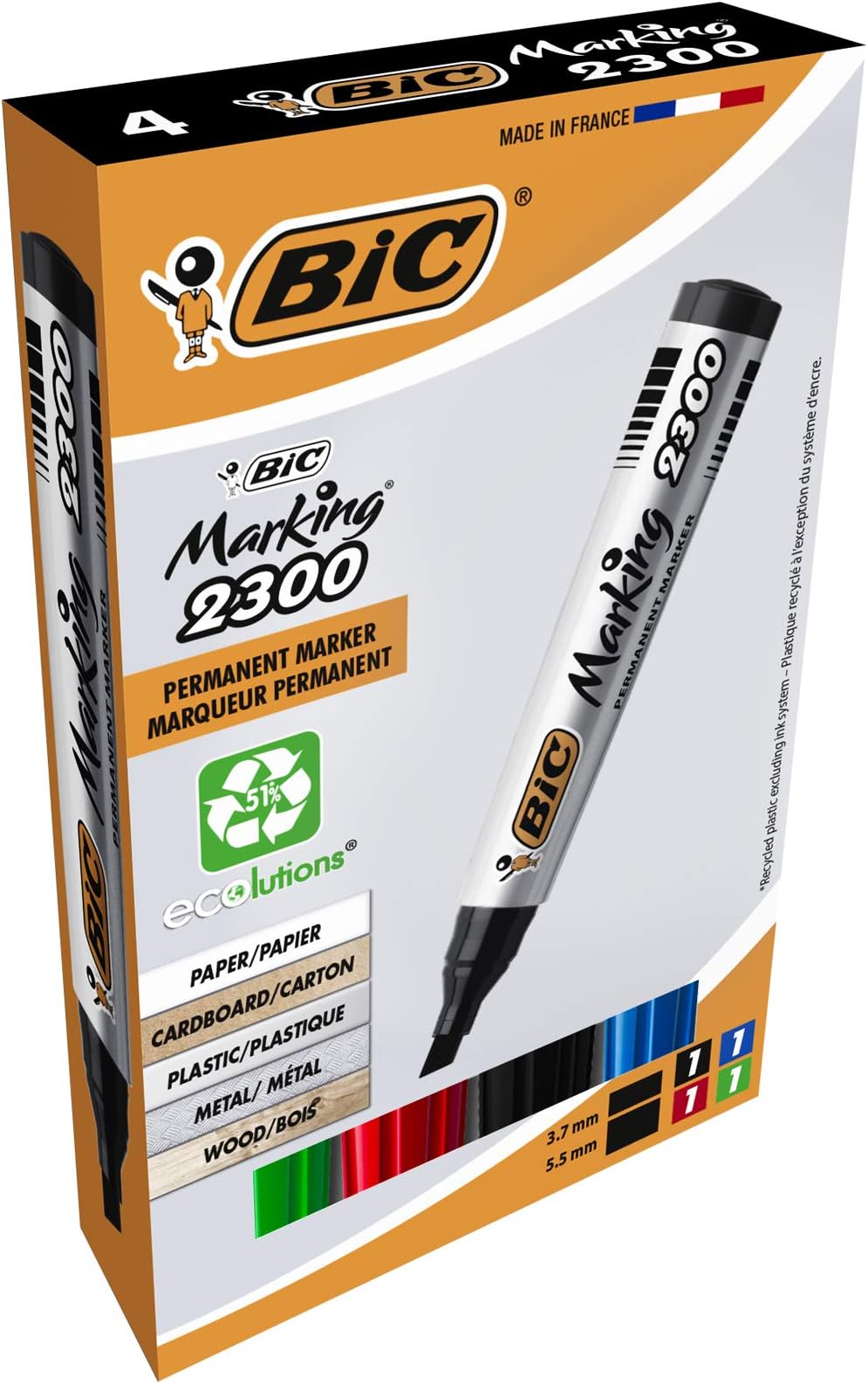 BIC Marking 2300 Ecolutions Permanent Markers - Assorted Colours, Pack ...