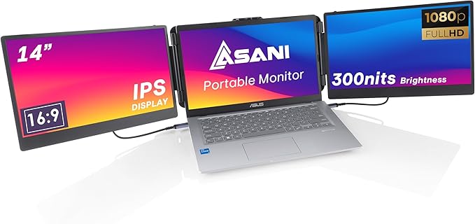 Amazon.com: Asani 14" Portable Monitor - Full HD Tri-Screen Extender ...