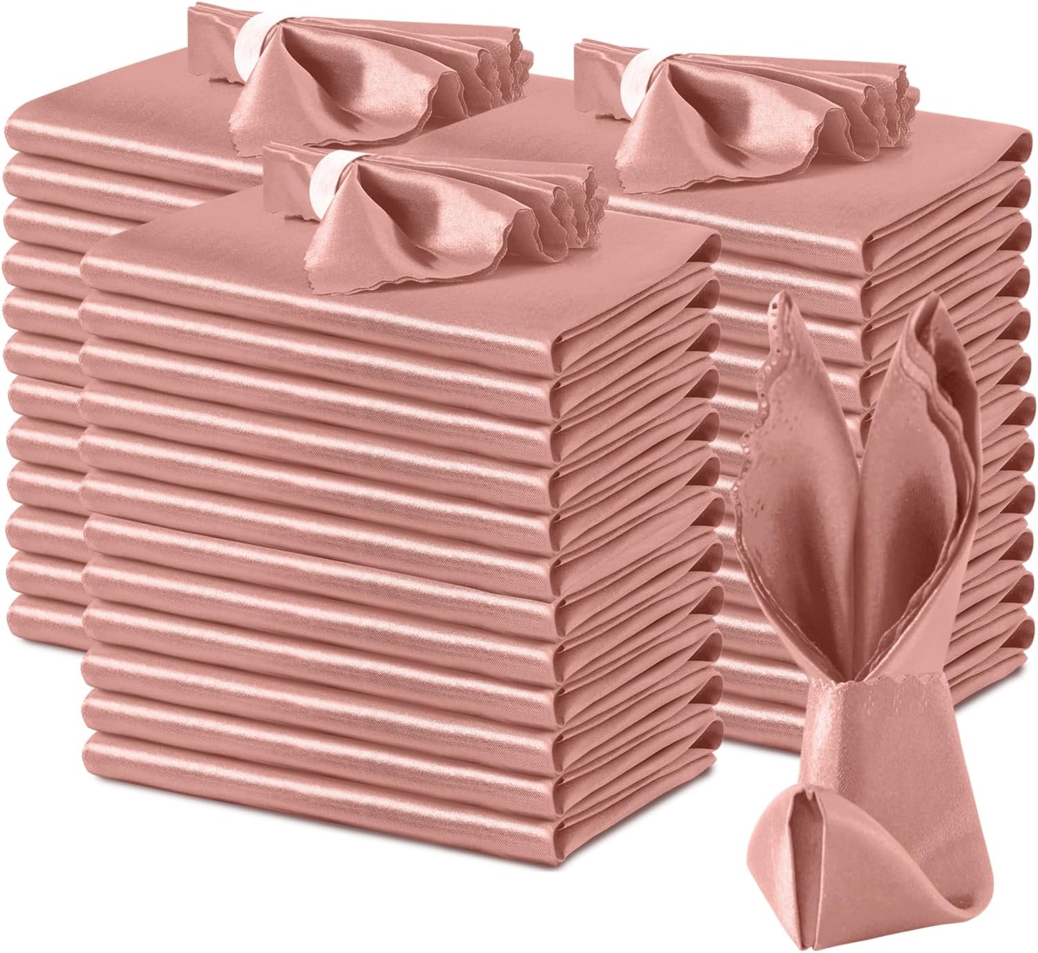 Amazon.com: VACVELT 100 Pack Rose Gold Satin Napkins 17x17 Inch Wedding ...