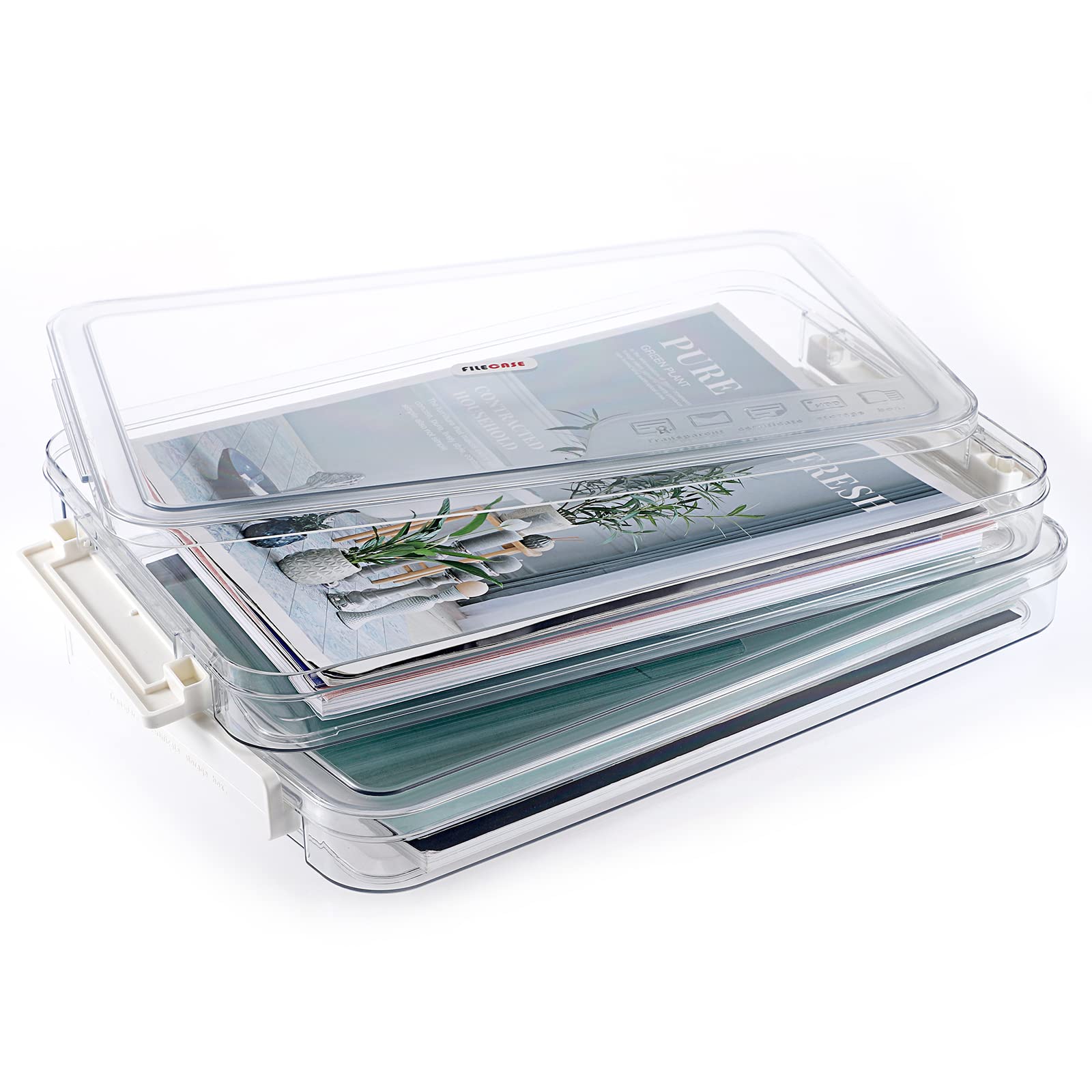 Snapklik.com : BTSKY 2 Pack Clear Plastic Stackable Storage Box File ...