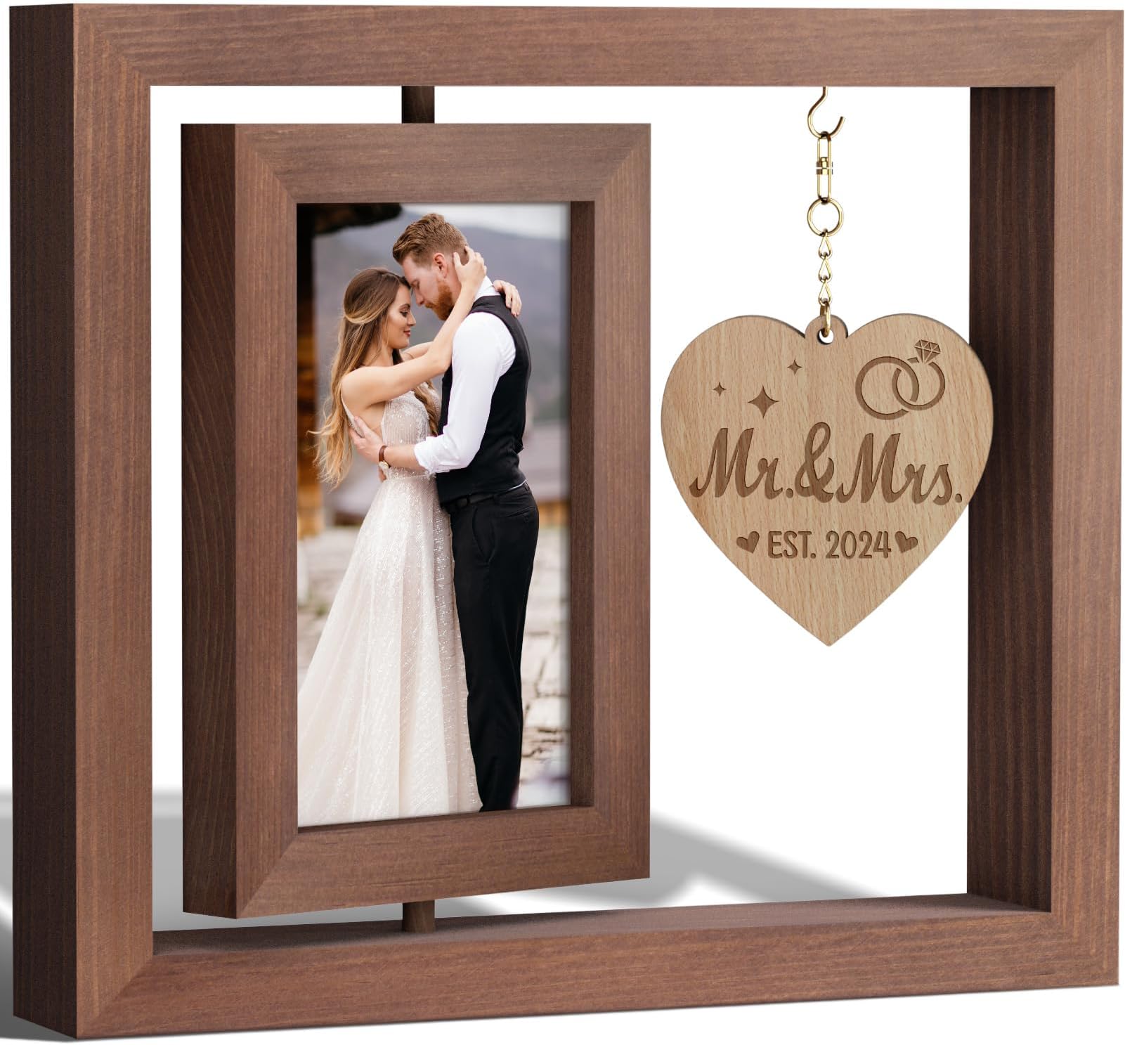 Amazon.com - Wedding Picture Frame Gifts for Couples 2025, Rotating ...
