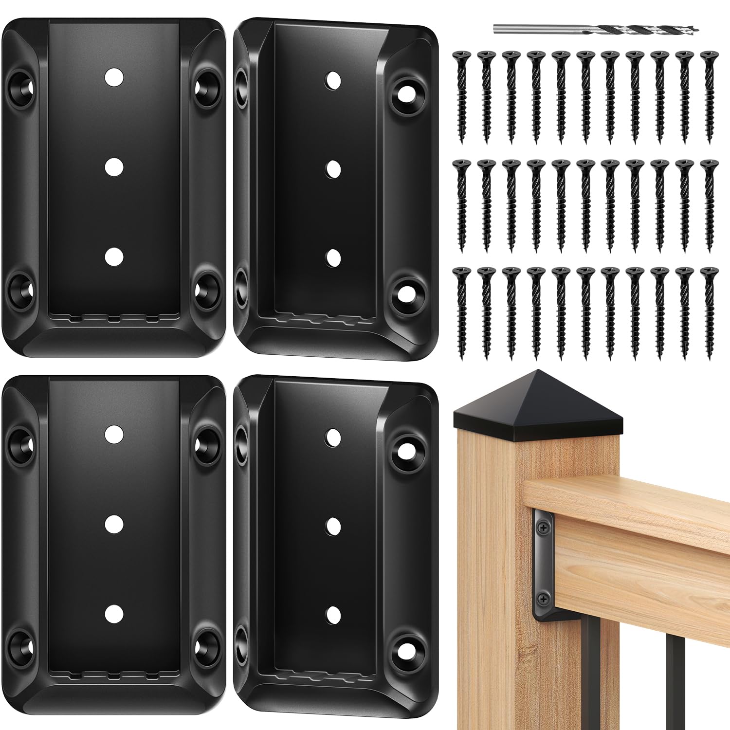 Toscoco 4 Pcs Deck Railing Bracket Connectors for 2"×4" (1.5" × 3.5 ...