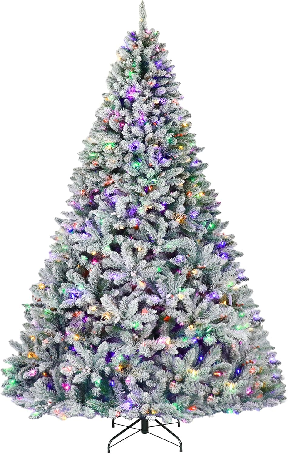 Amazon.com: Hykolity 7.5 ft Prelit Snow Flocked Christmas Tree ...