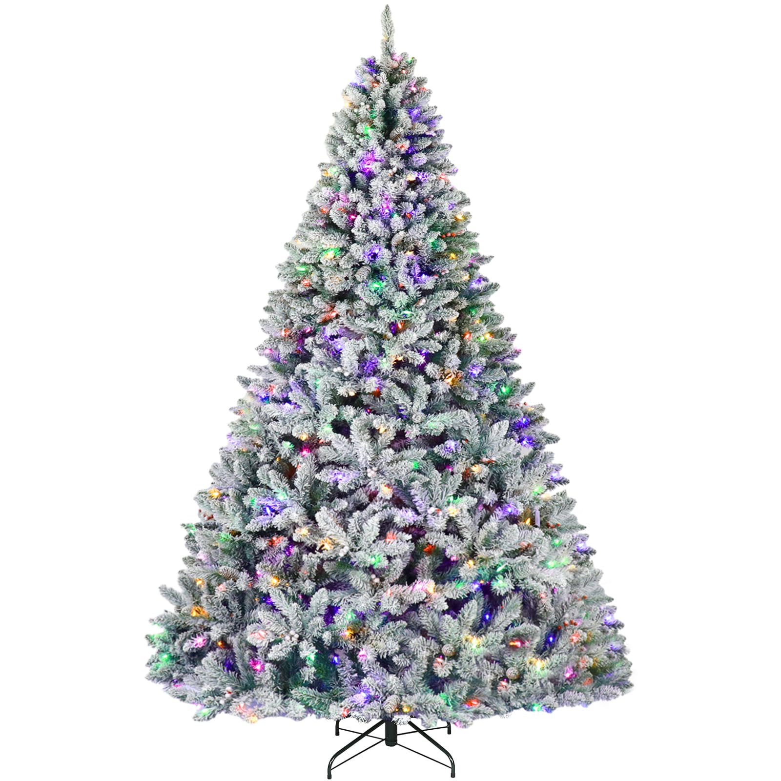 Amazon.com: Hykolity 7.5 ft Prelit Snow Flocked Christmas Tree ...