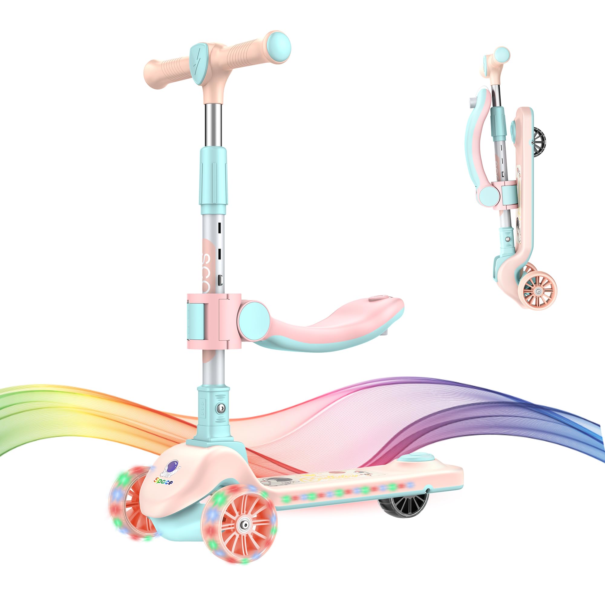 Snapklik.com : Kids Kick Scooter, LED Lighted Wheels And 3 Adjustable ...