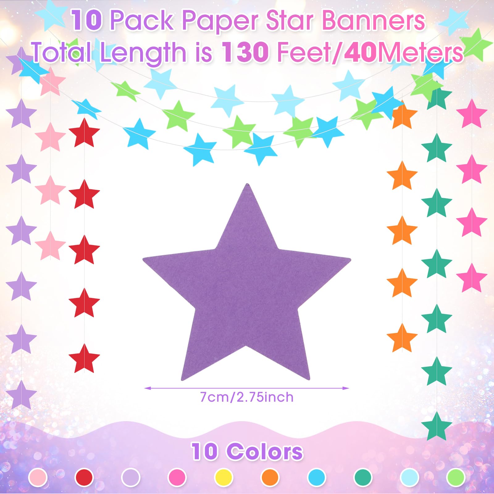 Snapklik.com : Patelai Glitter Star Garland Banner 2026 New Years Decor ...