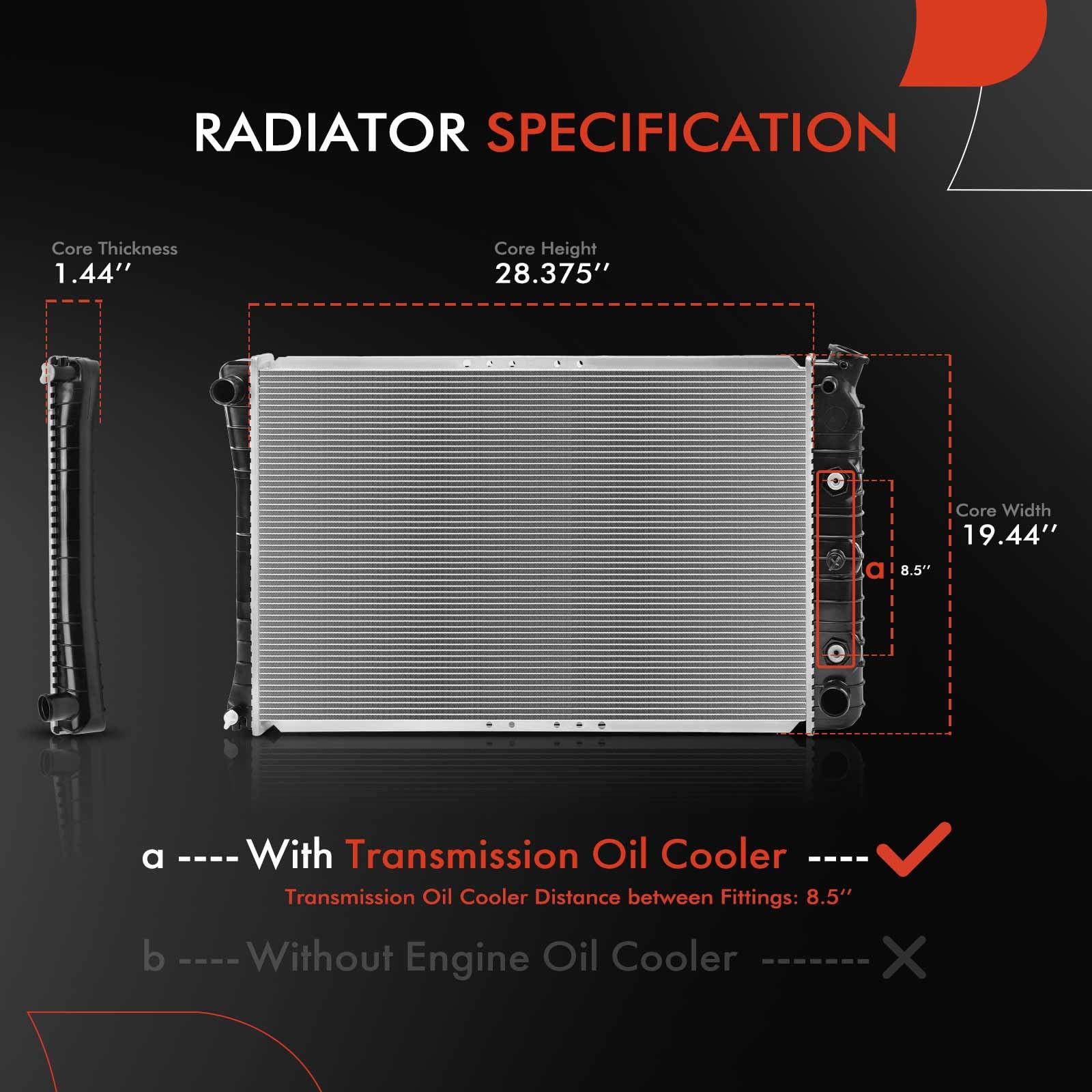 A-Premium Engine Coolant Radiator Assembly with Transmission Oil Cooler ...