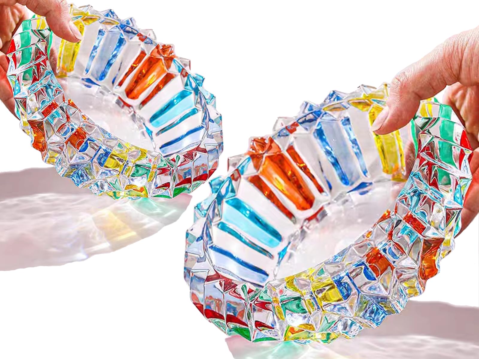 Amazon.com: 7" and 5" Crystal Colorful Ashtray, Cigar Cigarettes Ash ...