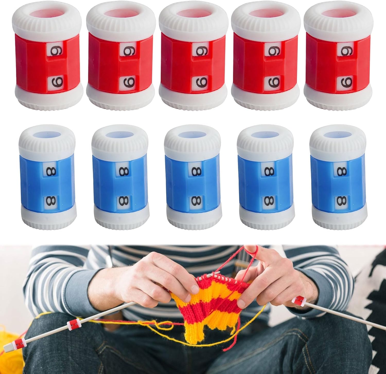 Knitting Row Counter,10 Pcs Row Counters for Knitting,Portable Knitting ...