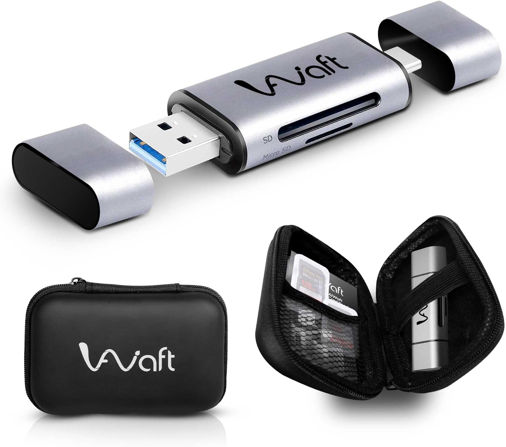 FND TYFY Series Card Holder and Card Reader 2 in 1 USB 3.1 and Type C ...
