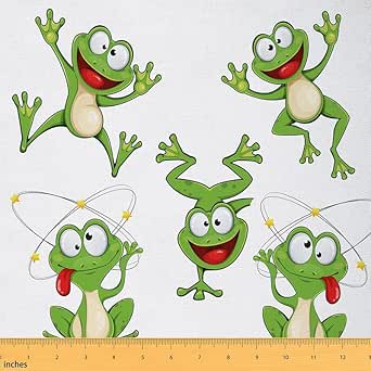 Amazon.com: Feelyou Cute Frog Fabric by The Yard, Kawaii Decor ...