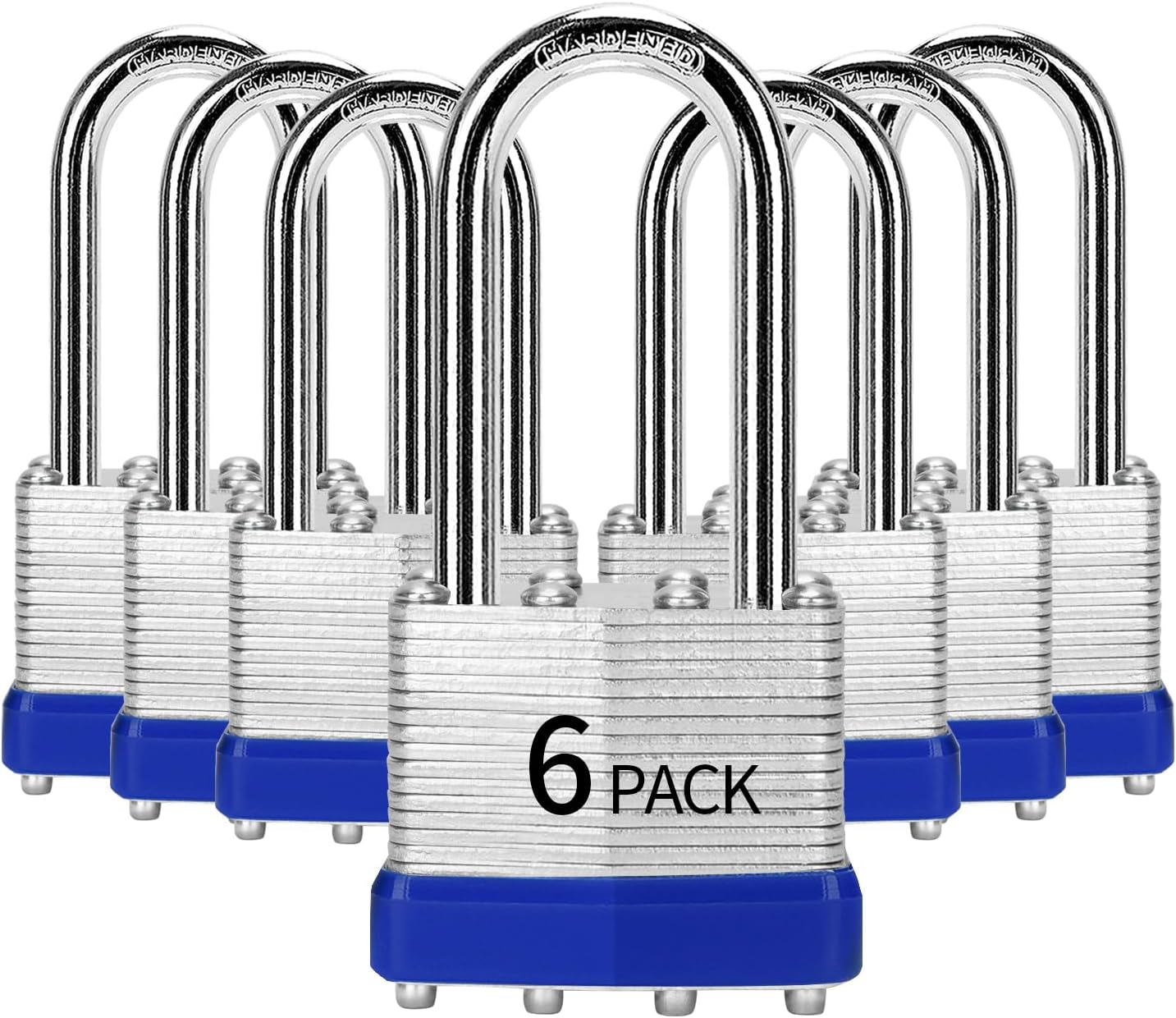 HZSY Padlocks Keyed Alike, Pack of 6, Laminated Steel Keyed Lock (1-9/ ...