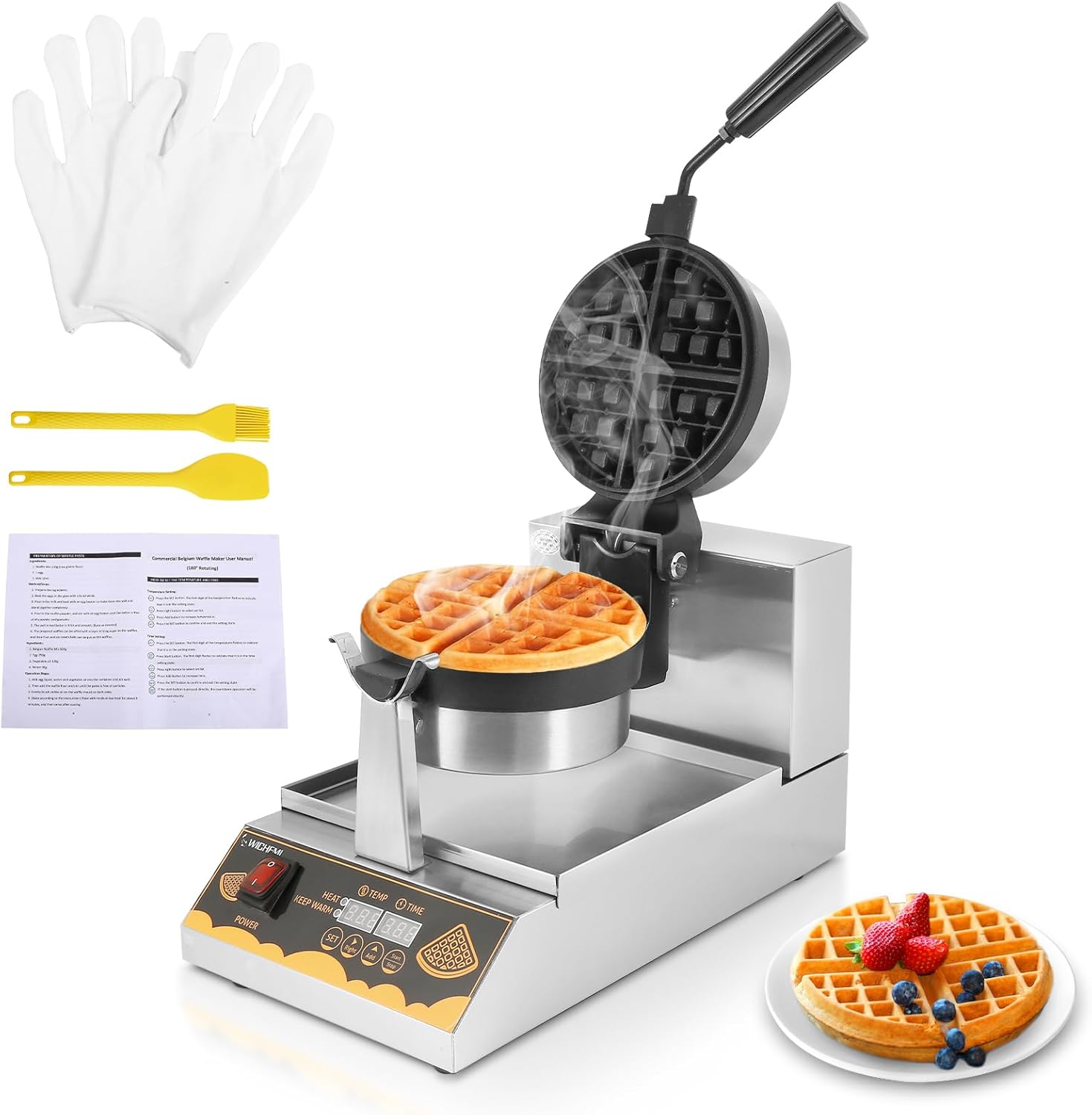 Amazon.com: WICHEMI Belgian Waffle Maker Commercial Waffle Maker ...