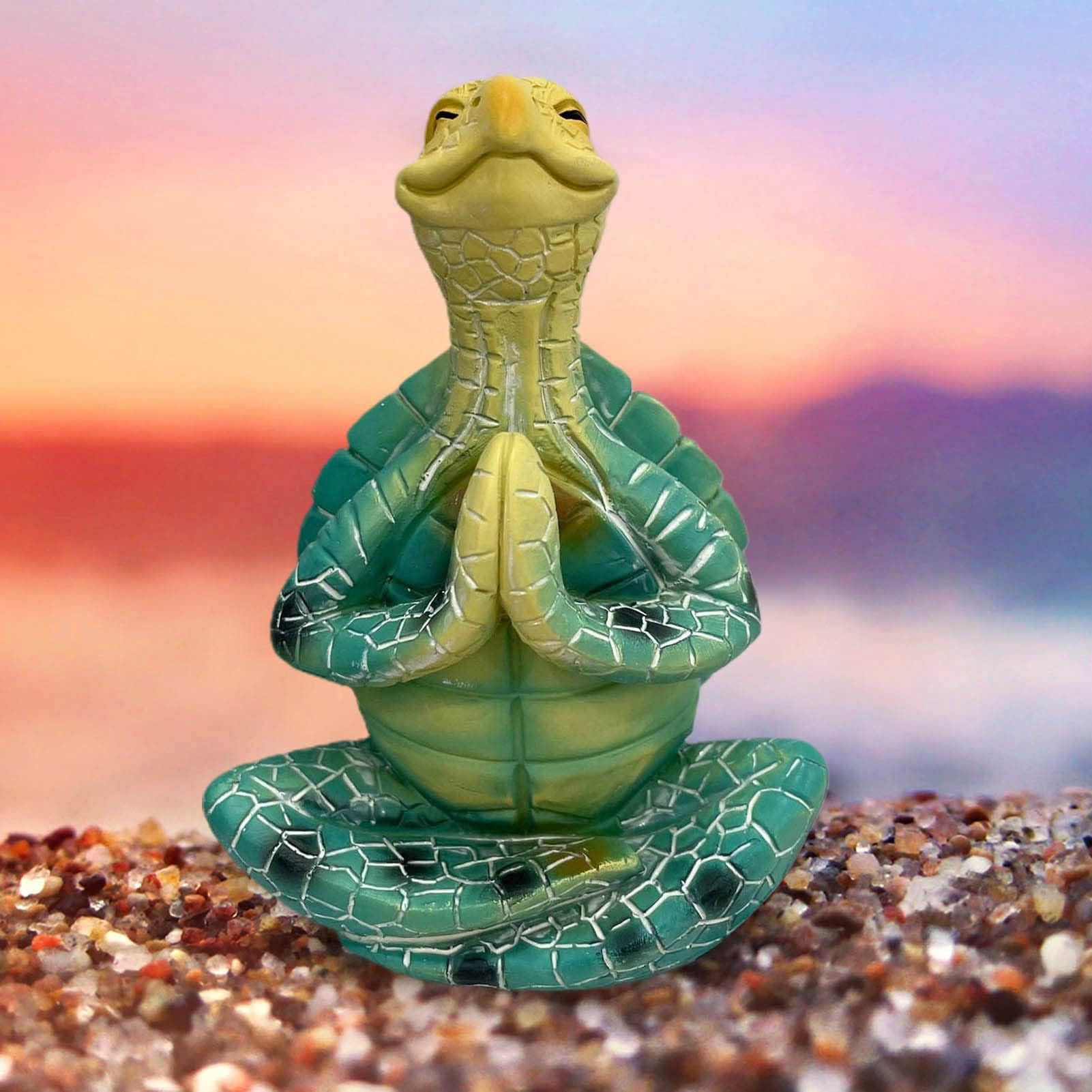 Amazon.com: Tantara Set of 2 Sea Turtle Yoga Figurines Decorations ...