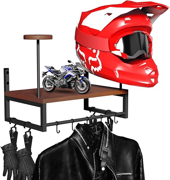 Amazon.com: GHWMYD Helmet Holder Wall Mount, Retro Helmet Rack with ...