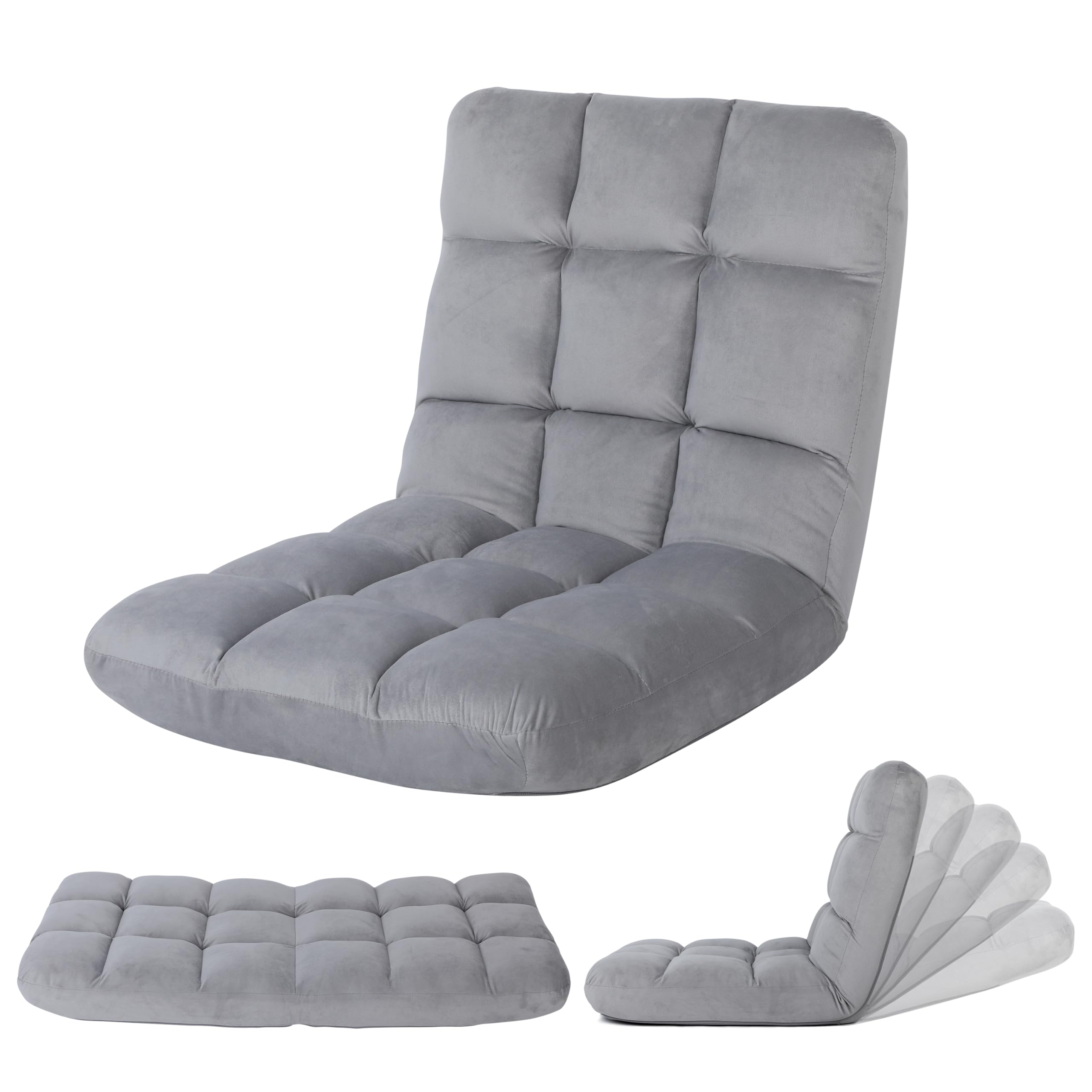 Amazon.com: YSSOA Folding Floor Chair with Back Support Convertible ...