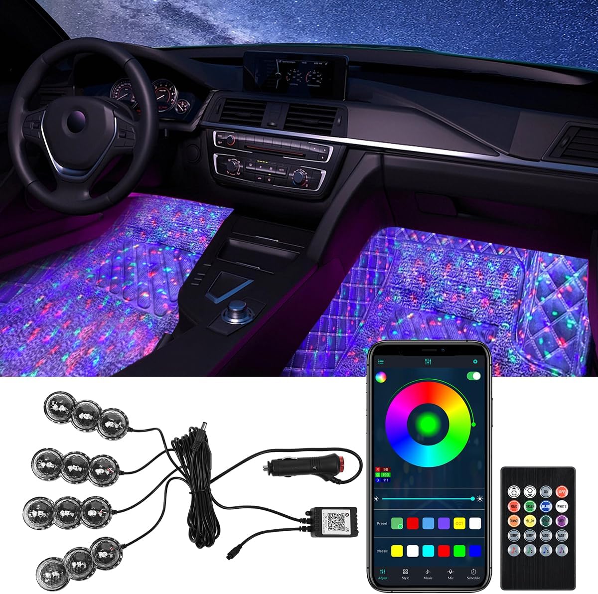 Amazon.com: HCDCARLGT Starry Atmosphere Lights,LED Interior Lights DC ...