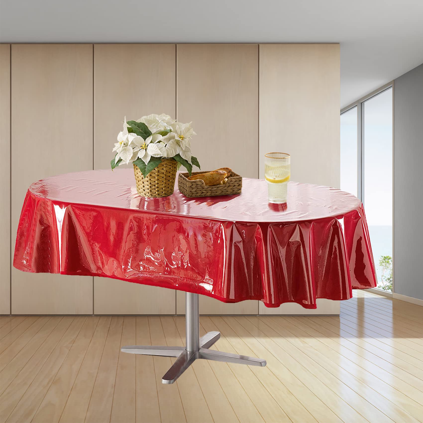 Amazon.com: FeelingWarm Clear Oval Table Protector Fitted Vinyl ...