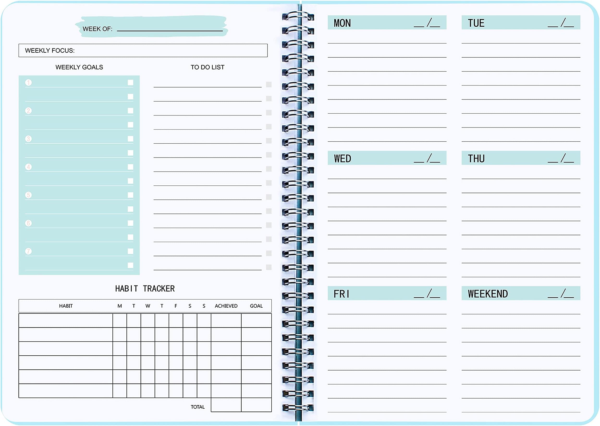 Weekly Planner Undated Organizer Book with To-Do List,Weely Goals,Habit ...