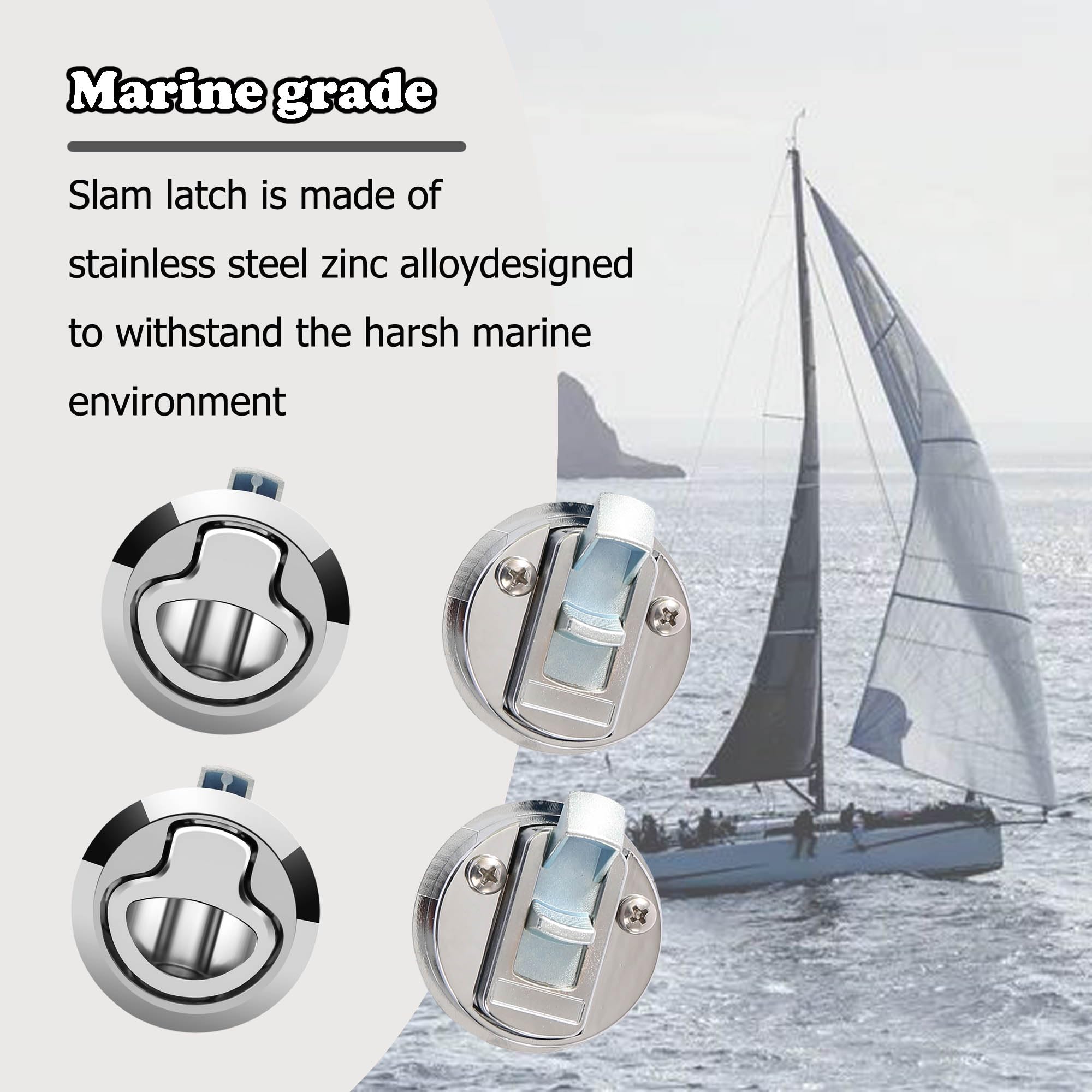 Snapklik.com : Boat Slam Latch 2" Lift Handle Deck Hatch Marine Grade ...