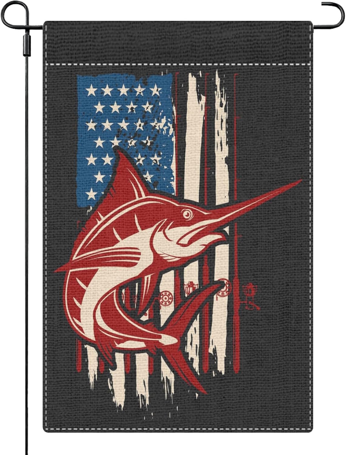 Amazon.com : Garden Flag American flag with swordfish flag center fish ...