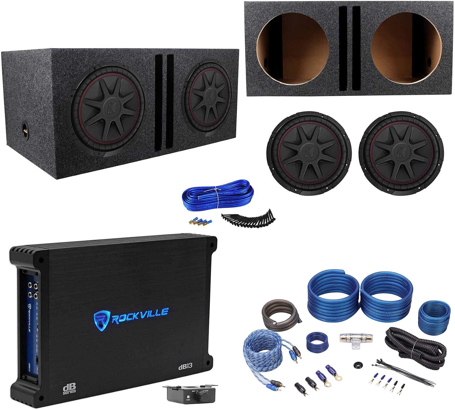 Amazon.com: KICKER 2 43CVR122 COMPVR 1600W 12" Subwoofers+Vented Box ...