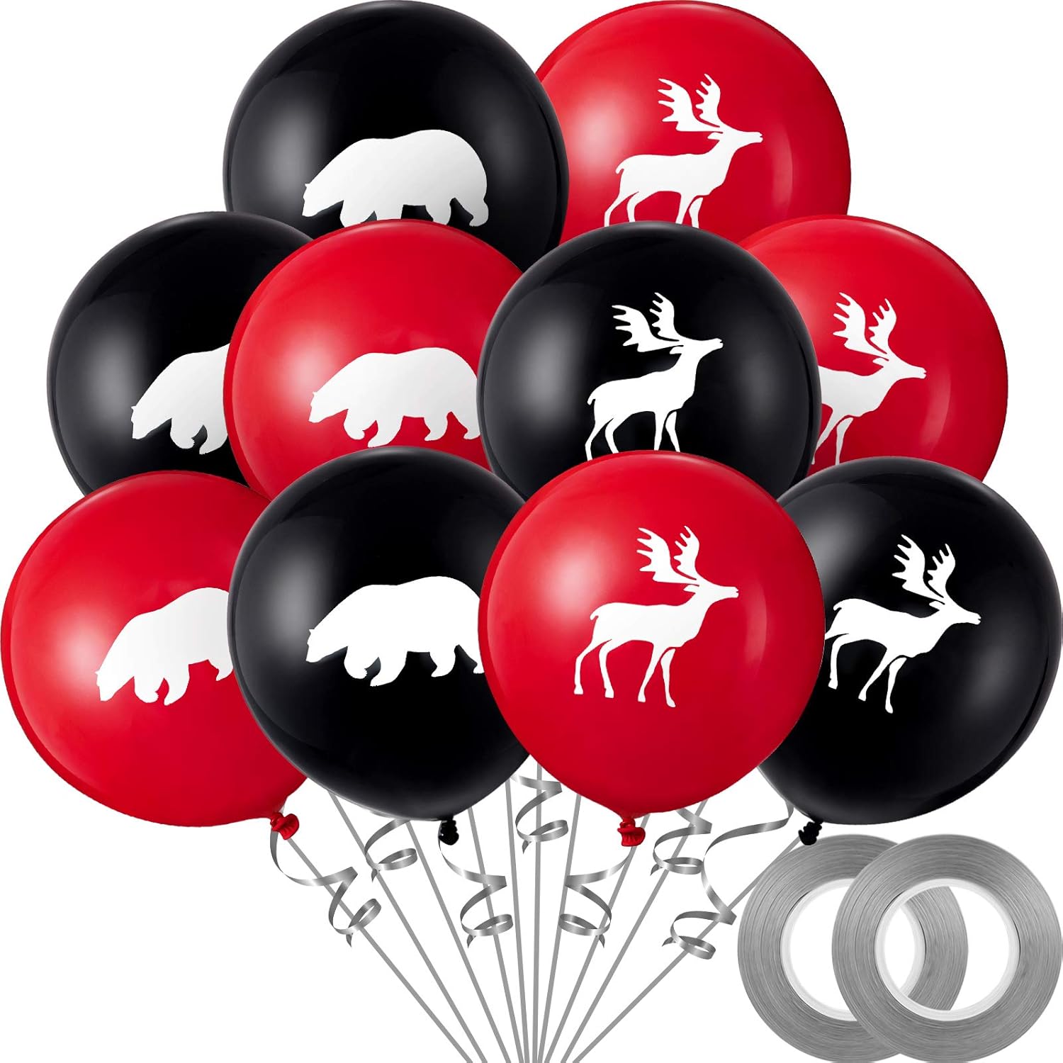Amazon.com: 60 Pieces Moose and Bear Balloons Lumberjack Deer Balloons ...