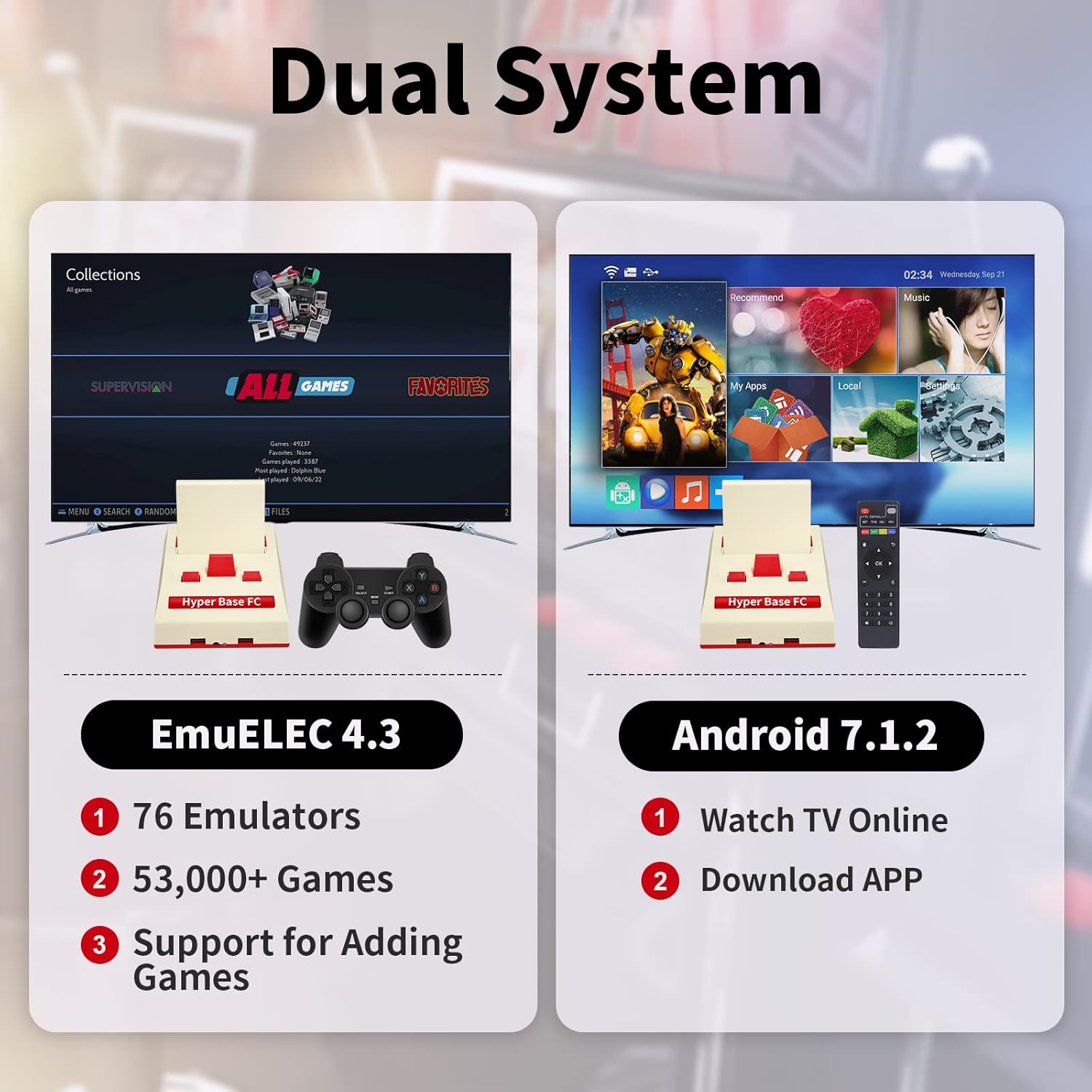 Buy Retro Game Console Built-in 53,000+ Classic Games, 76 Emulator ...