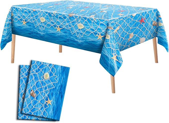 Amazon.com: Ocean Wave Tablecloths Fish Net Decor Disposable Plastic ...