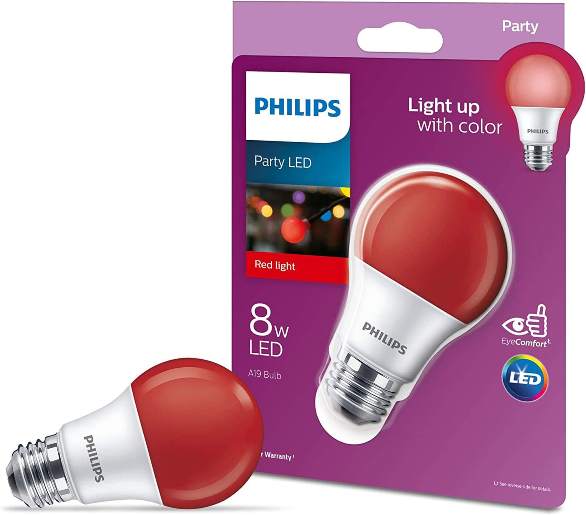 Philips 60 Watt Equivalent Red A19 Medium Base LED 8 Watt Equivalent ...