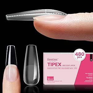 Beetles Tipex Instant Apex Nail Tips, 480Pcs Pre-building & Pre-Etched ...